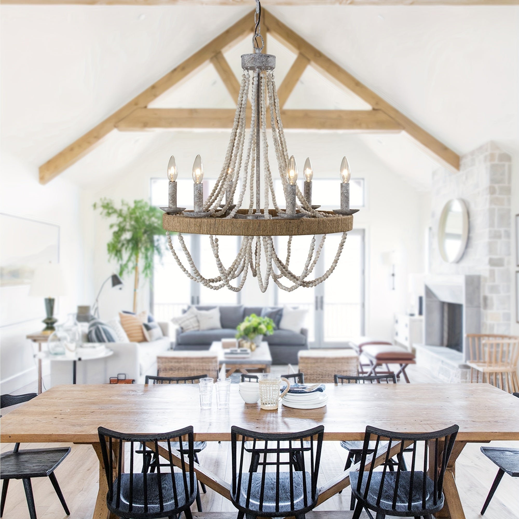 Rustic 4-Light Farmhouse Chandelier – Industrial Ceiling Light for Kit ...